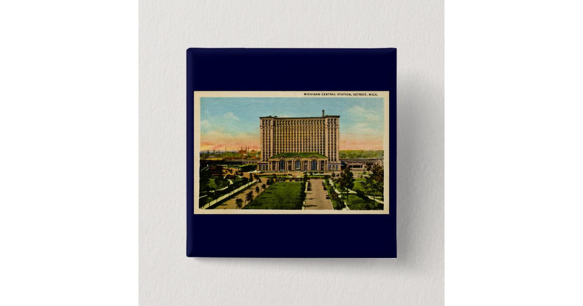 Michigan Central Station Detroit, Michigan Pinback Button | Zazzle