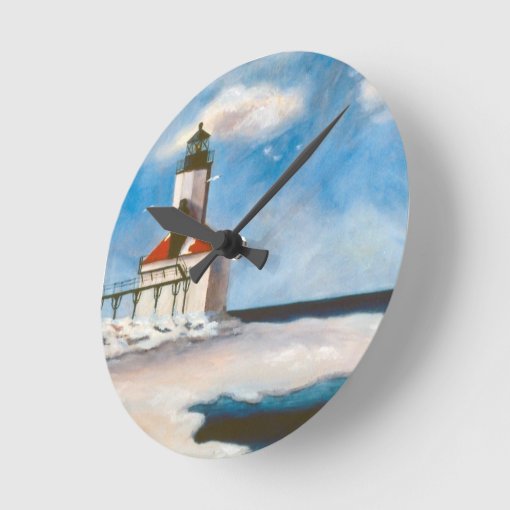 Michigan City Lighthouse Wall Clock | Zazzle