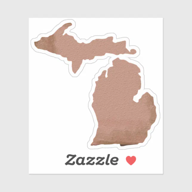 Michigan Copper Silhouette State Sticker | Zazzle