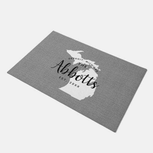 Michigan Family Monogram State Doormat | Zazzle