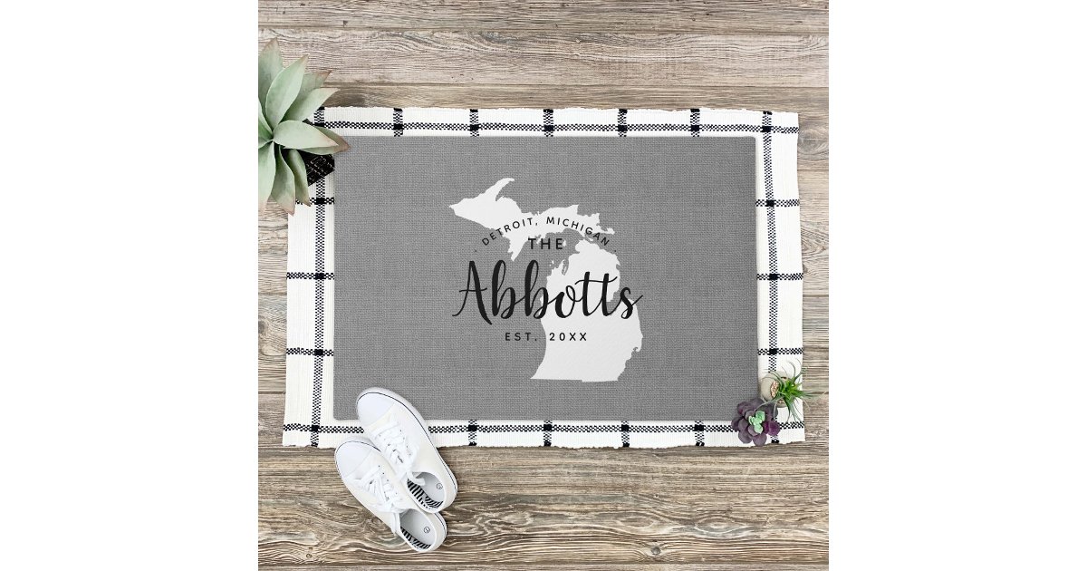 Michigan Family Monogram State Doormat | Zazzle