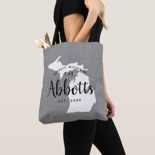 Michigan Family Monogram State Tote Bag | Zazzle