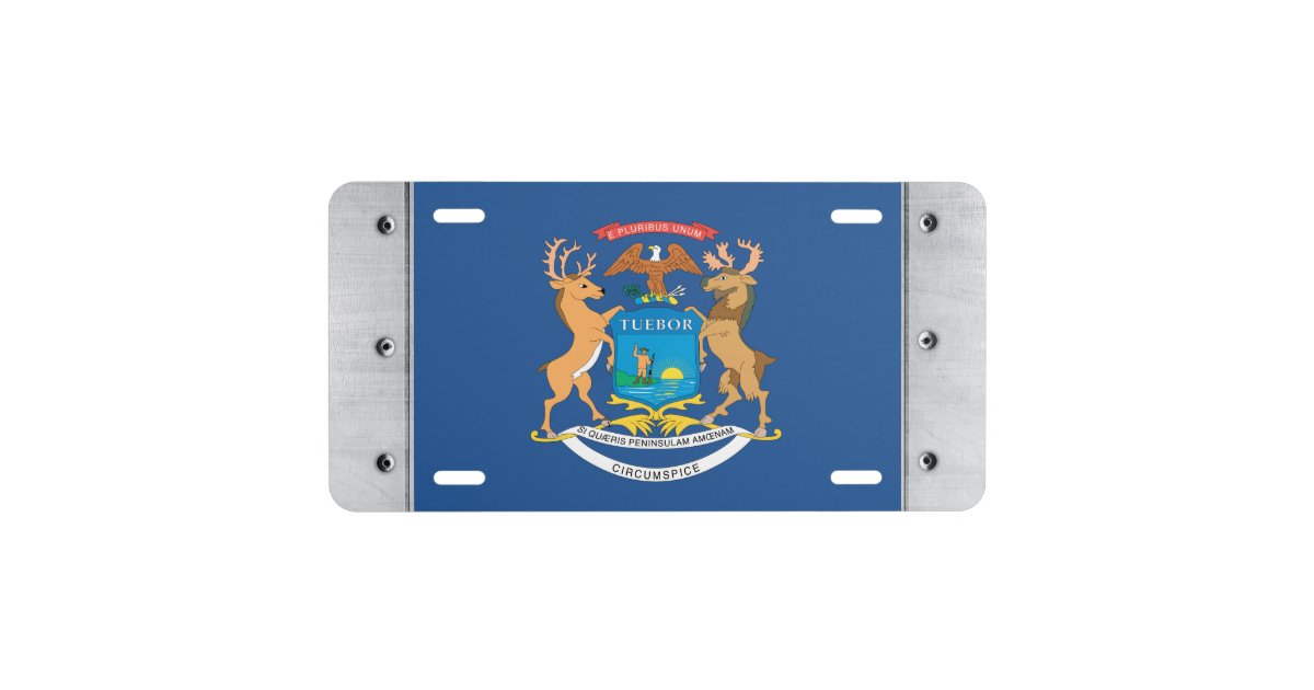 MICHIGAN Flag - License Plate | Zazzle