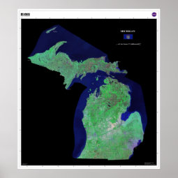 Michigan From Space Poster | Zazzle
