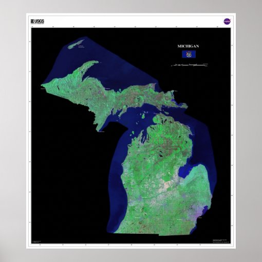 Michigan From Space Poster | Zazzle