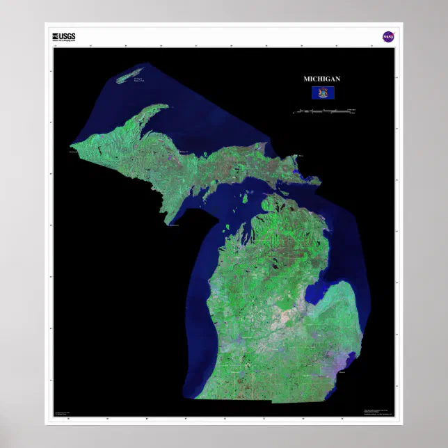 Michigan From Space Poster | Zazzle
