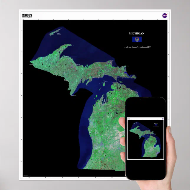 Michigan From Space Poster | Zazzle