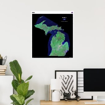 Michigan From Space Poster | Zazzle