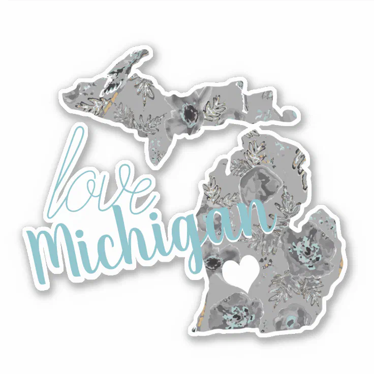 Michigan Gray Watercolor Poppies State Sticker | Zazzle