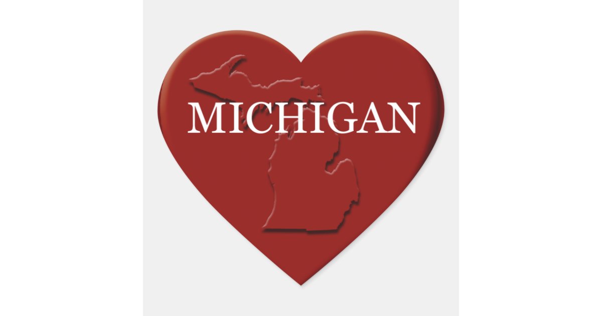 Michigan Heart Map Design Sticker | Zazzle