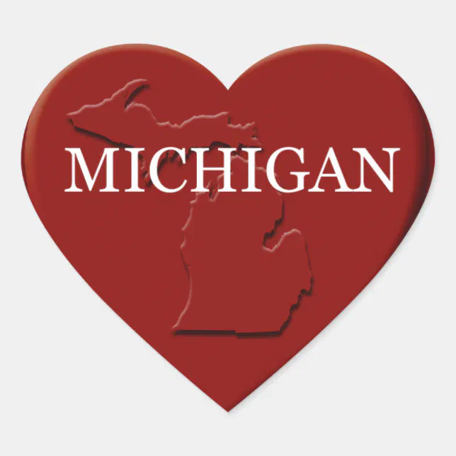 Michigan Heart Map Design Sticker | Zazzle