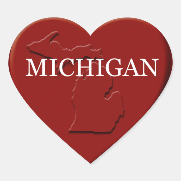 Michigan Heart Map Design Sticker | Zazzle