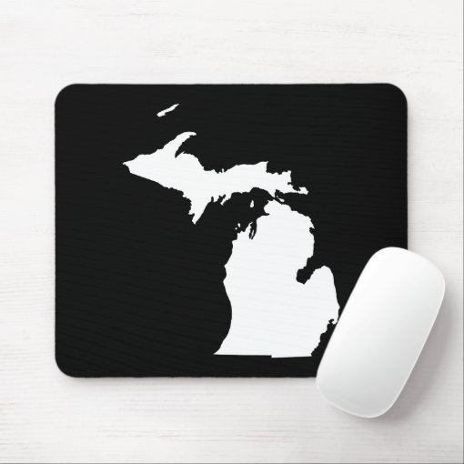 Michigan in White and Black Mouse Pad | Zazzle