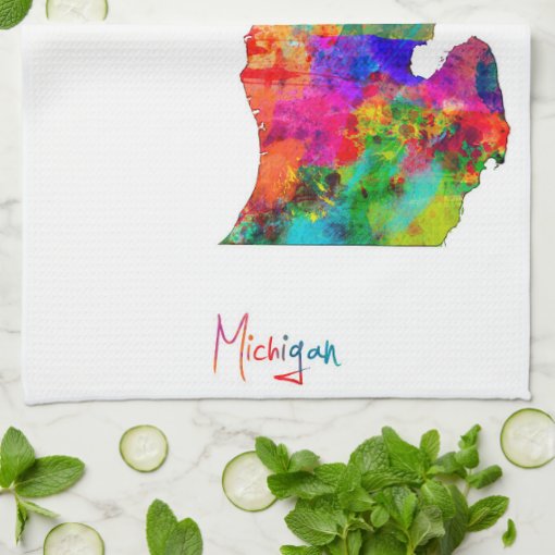 Michigan Map Kitchen Towel | Zazzle