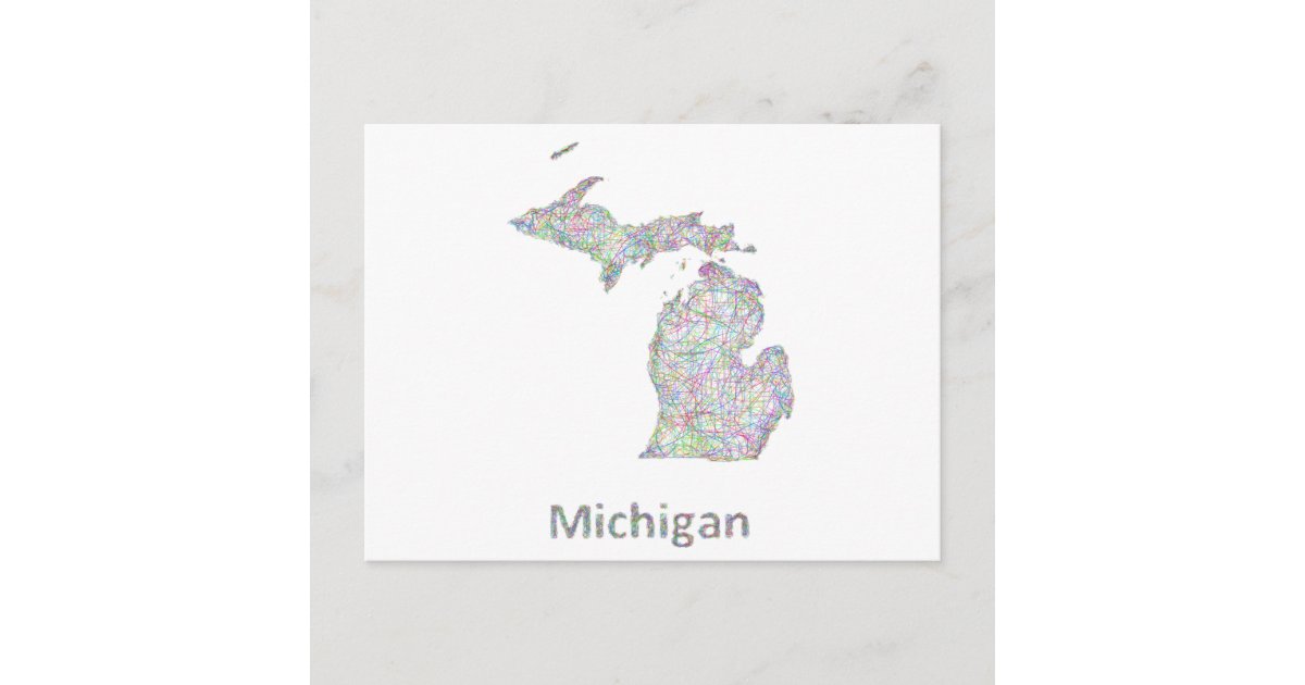 Michigan map postcard | Zazzle