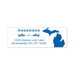 Michigan Map Return Address Garland Star Self-inking Stamp | Zazzle