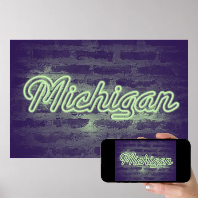 'Michigan' Neon Light Sign - Mint Choc | Zazzle