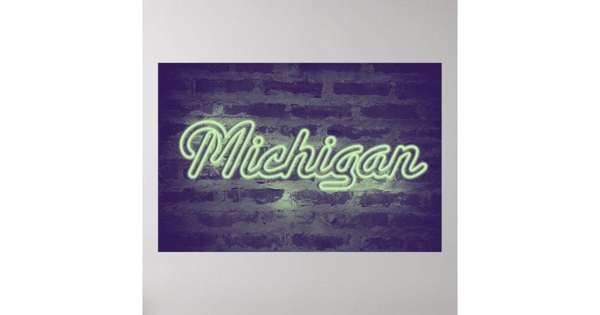'Michigan' Neon Light Sign - Mint Choc | Zazzle