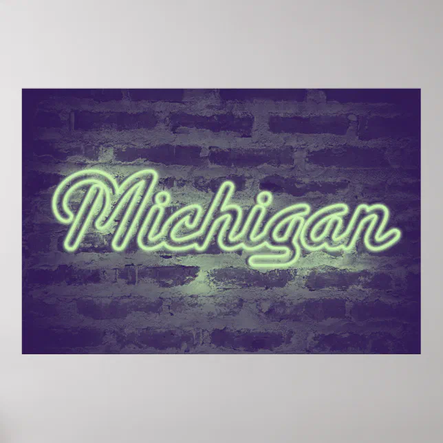 'Michigan' Neon Light Sign - Mint Choc | Zazzle