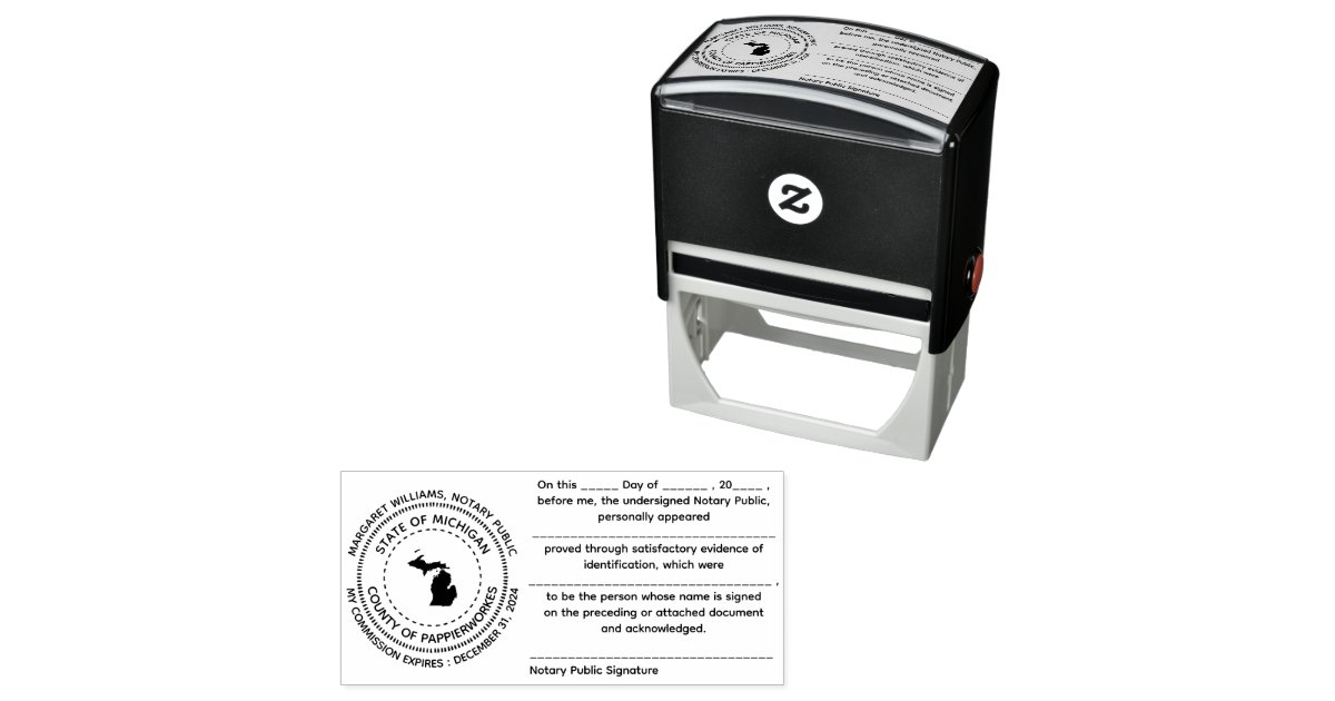 Michigan Notary Public Acknowledgement Stamp | Zazzle