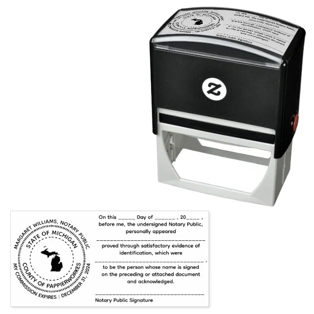 Michigan Notary Public Acknowledgement Stamp | Zazzle
