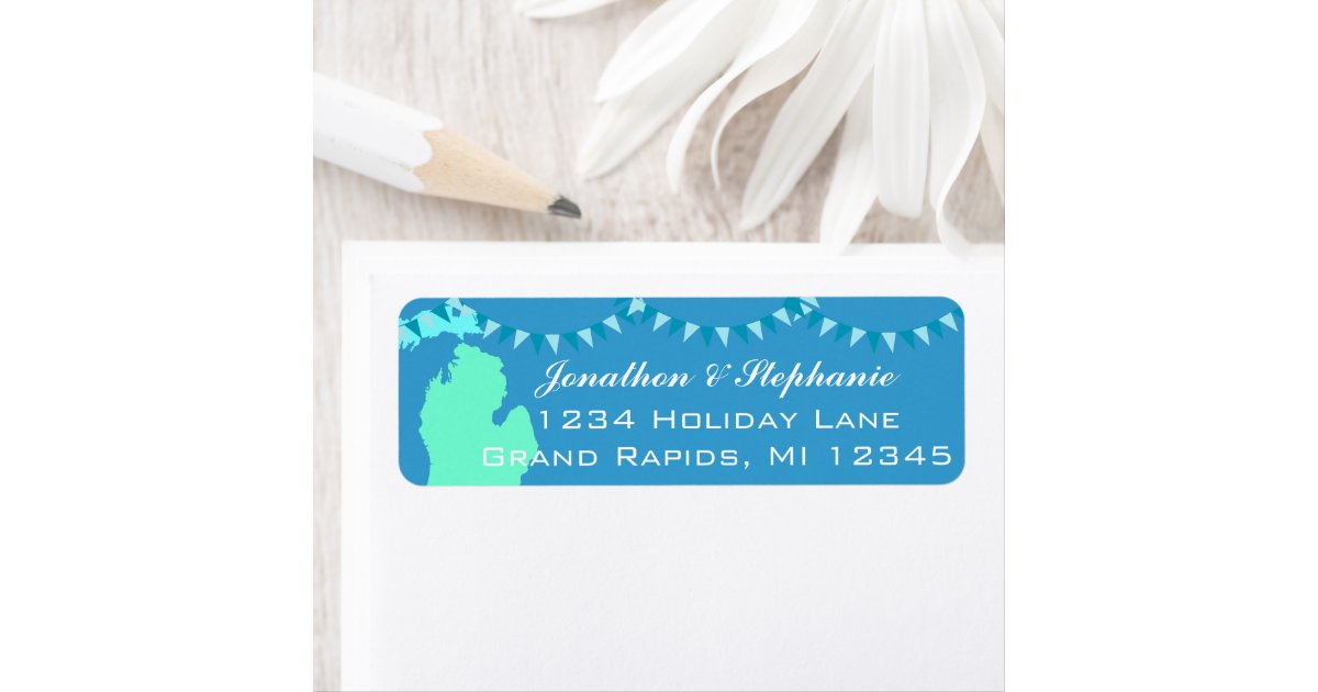 Michigan Pendant Map of Michigan Return Labels | Zazzle