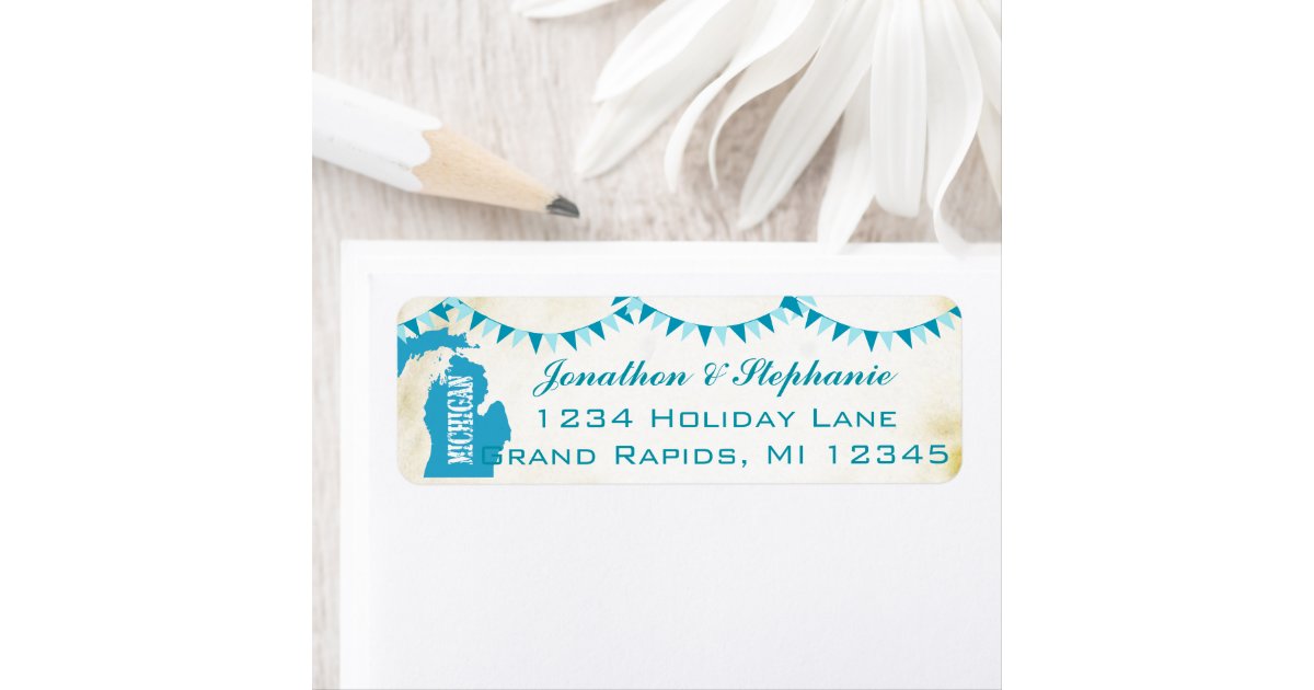 Michigan Pendant Map of Michigan Return Labels | Zazzle