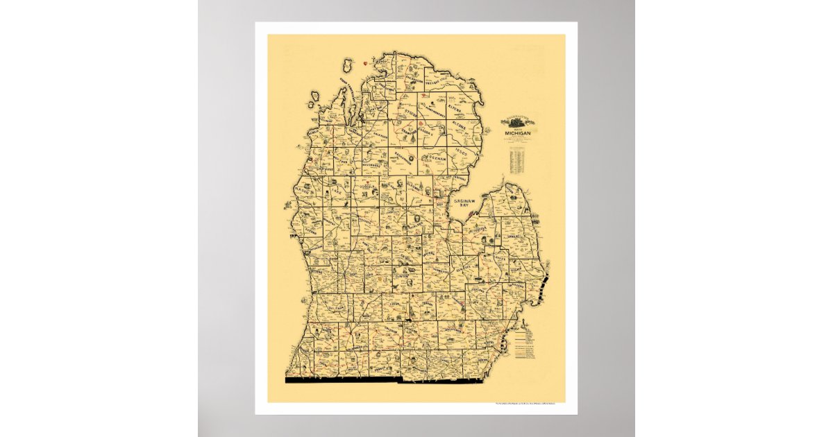 Michigan Railroad Map 1897 Poster | Zazzle
