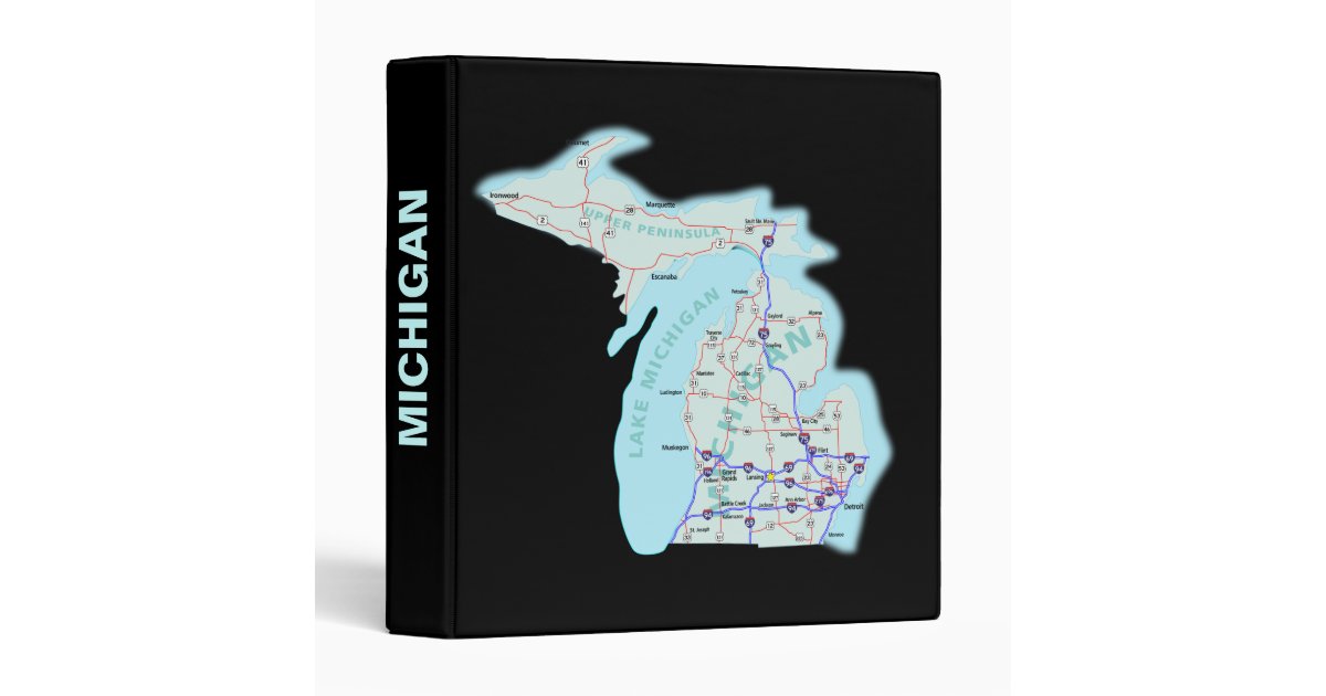 Michigan Road Map Avery Binder | Zazzle