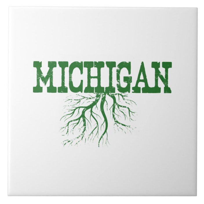 Michigan Roots Word Art Ceramic Tile | Zazzle.com