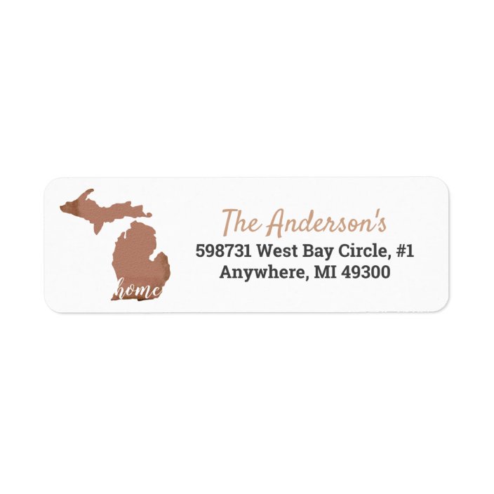 Michigan Silhouette Copper Home Label | Zazzle.com