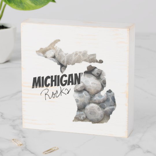 Michigan Silhouette Filled With Petoskey Stones Wooden Box Sign ...