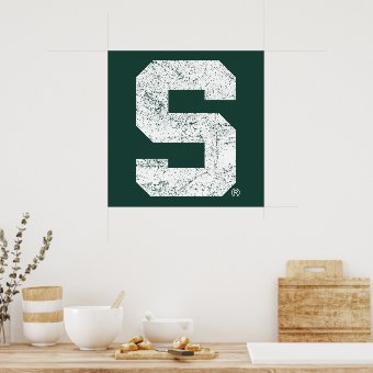 Michigan State Block S Distressed Poster | Zazzle