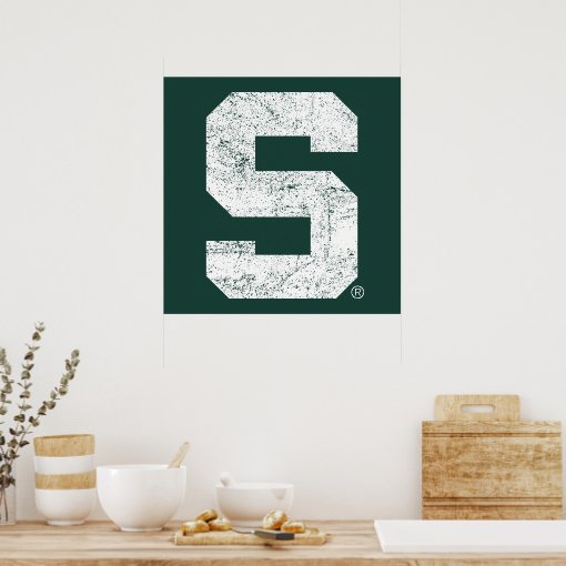 Michigan State Block S Distressed Poster | Zazzle