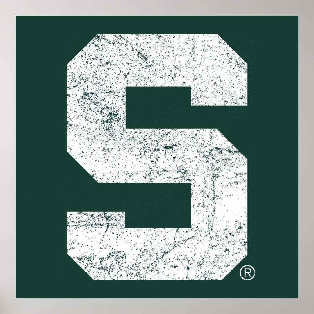 Michigan State Block S Distressed Poster | Zazzle