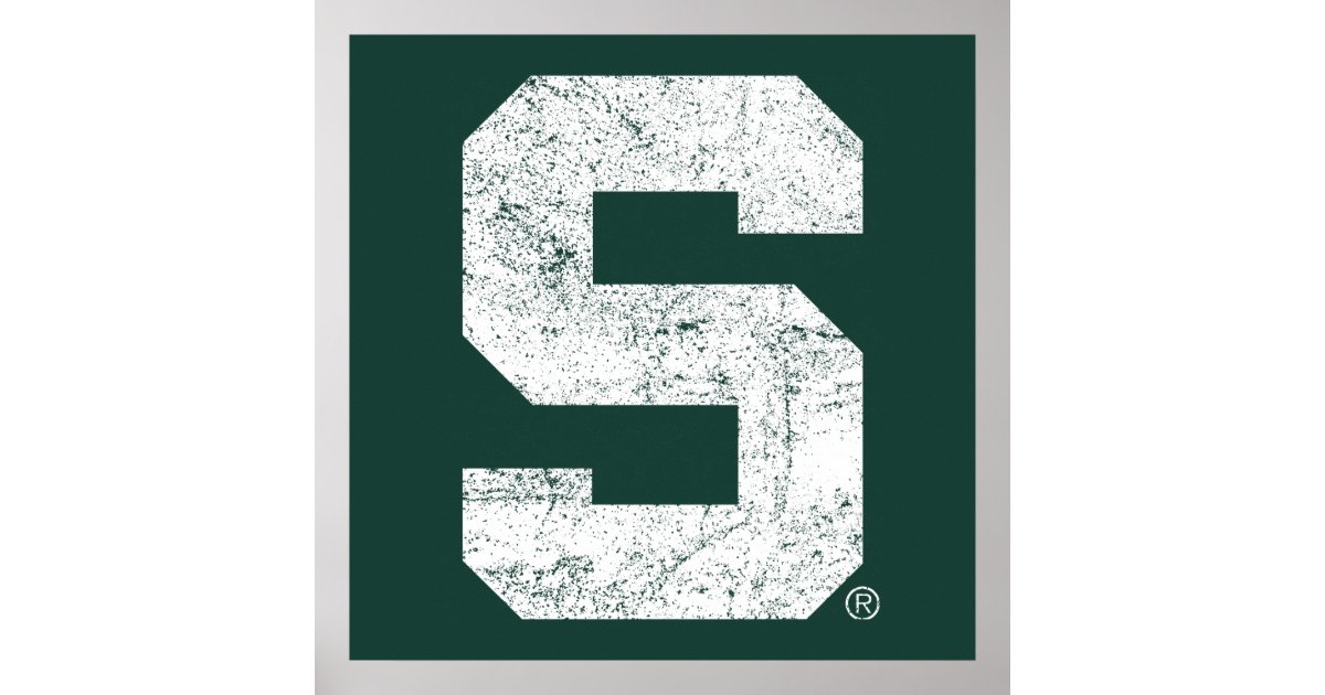 Michigan State Block S Distressed Poster | Zazzle