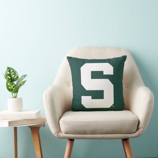 Michigan State Block S Logo Throw Pillow | Zazzle