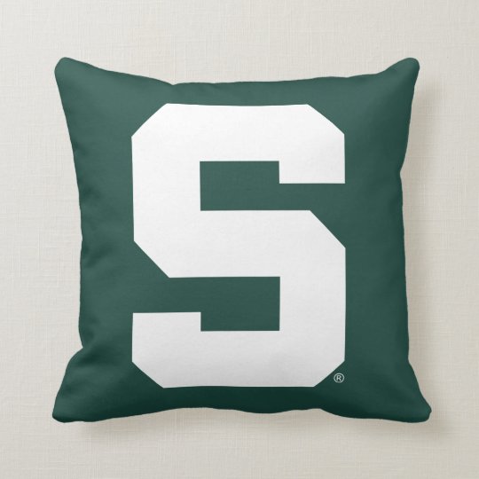 Michigan State Block S Logo Throw Pillow | Zazzle.com