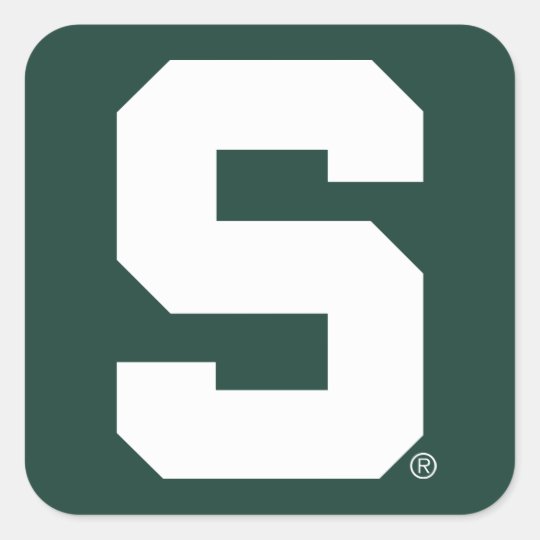 Michigan State Block S Square Sticker | Zazzle.com