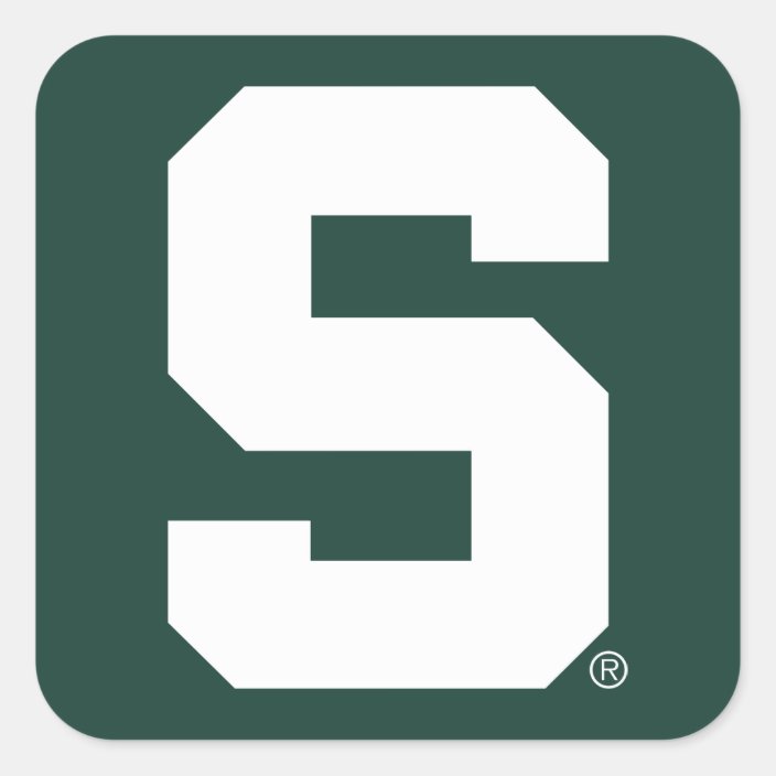 Michigan State Block S Square Sticker | Zazzle