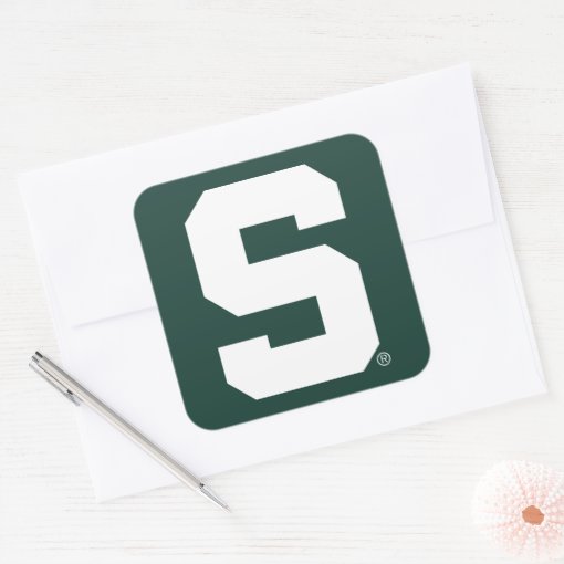 Michigan State Block S Square Sticker | Zazzle