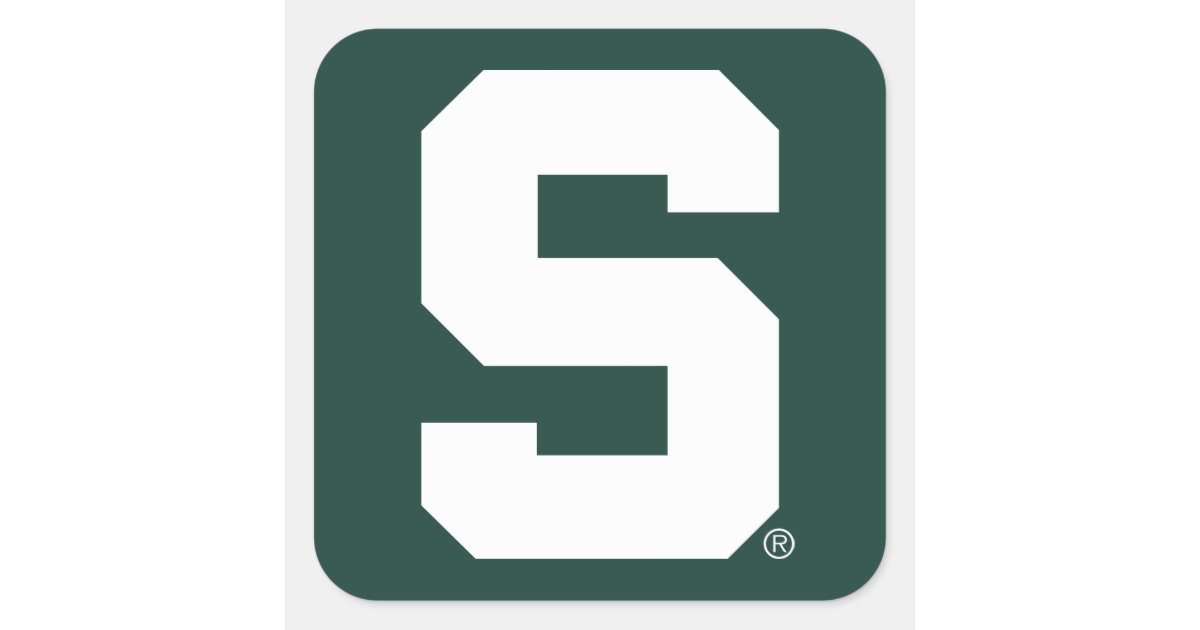 Michigan State Block S Square Sticker | Zazzle