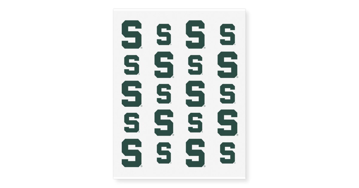 Michigan State Block S Temporary Tattoos | Zazzle