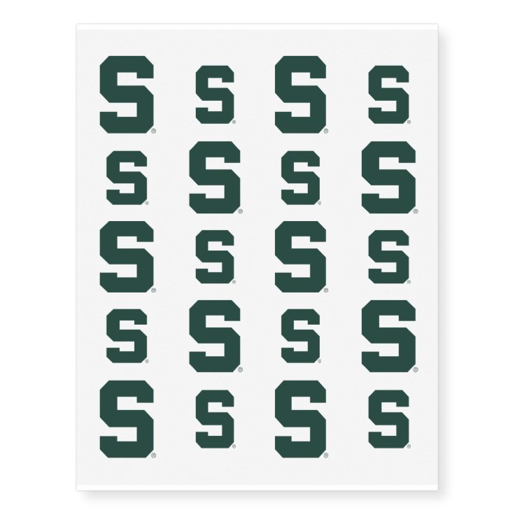 Michigan State Block S Temporary Tattoos | Zazzle