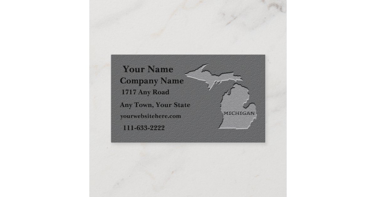 Michigan State Business card carved stone look | Zazzle.com