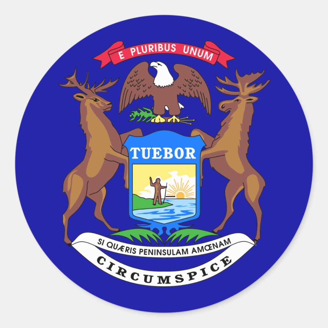 Michigan State Flag Classic Round Sticker | Zazzle