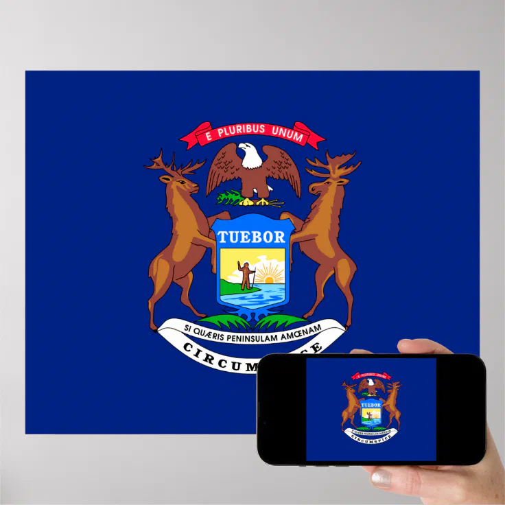 Michigan State Flag Design Poster | Zazzle