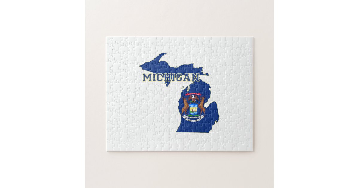 Michigan State Flag Map Jigsaw Puzzle | Zazzle