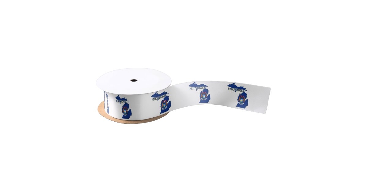 Michigan State Flag Map Satin Ribbon | Zazzle