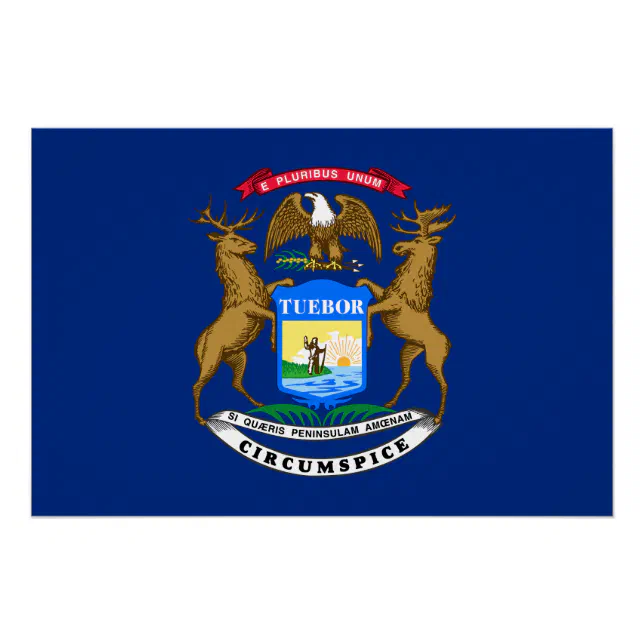 Michigan State Flag Poster | Zazzle